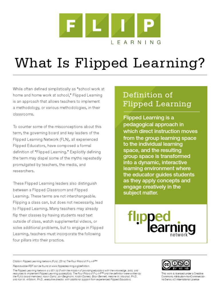 Flip Learning Pillars and Indicators | PDF | Learning | Psychological ...