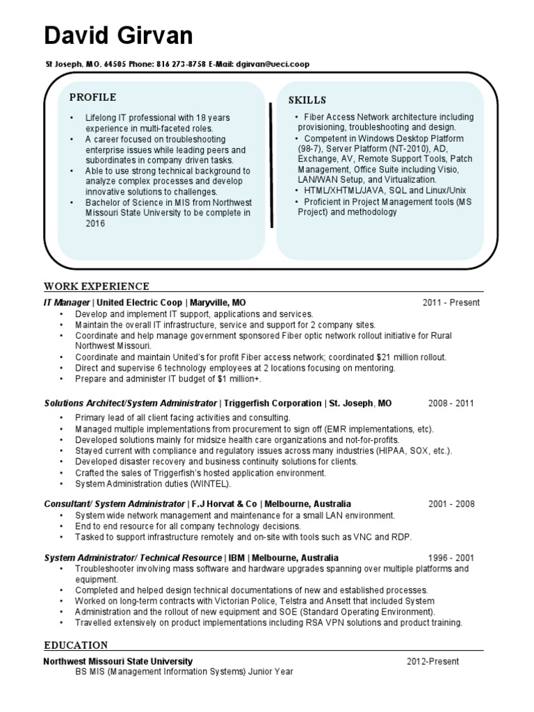 David Girvan Resume Final | PDF | Management Information System ...