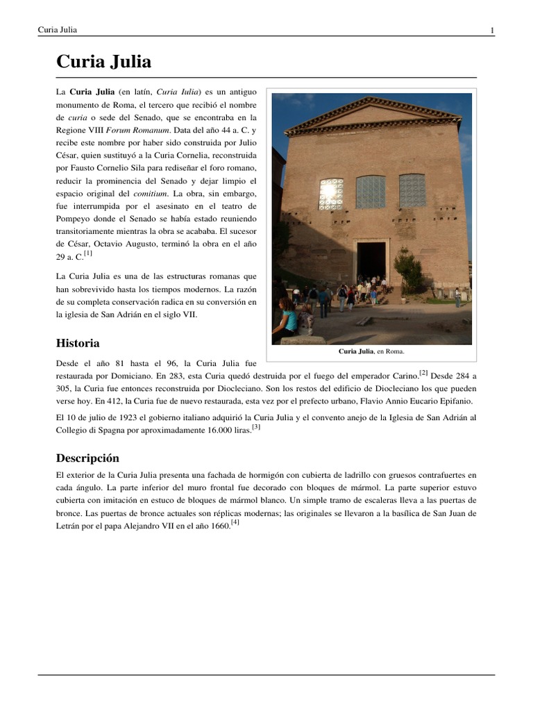 Curia Julia: Historia y Arquitectura | PDF | Roma antigua | Personas