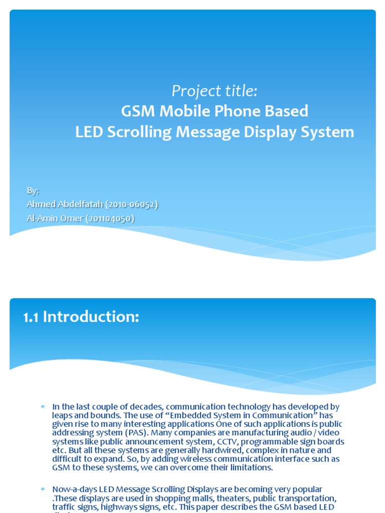 GSM Mobile Phone Based LED Scrolling Message Display System: Project Title | PDF | Text ...