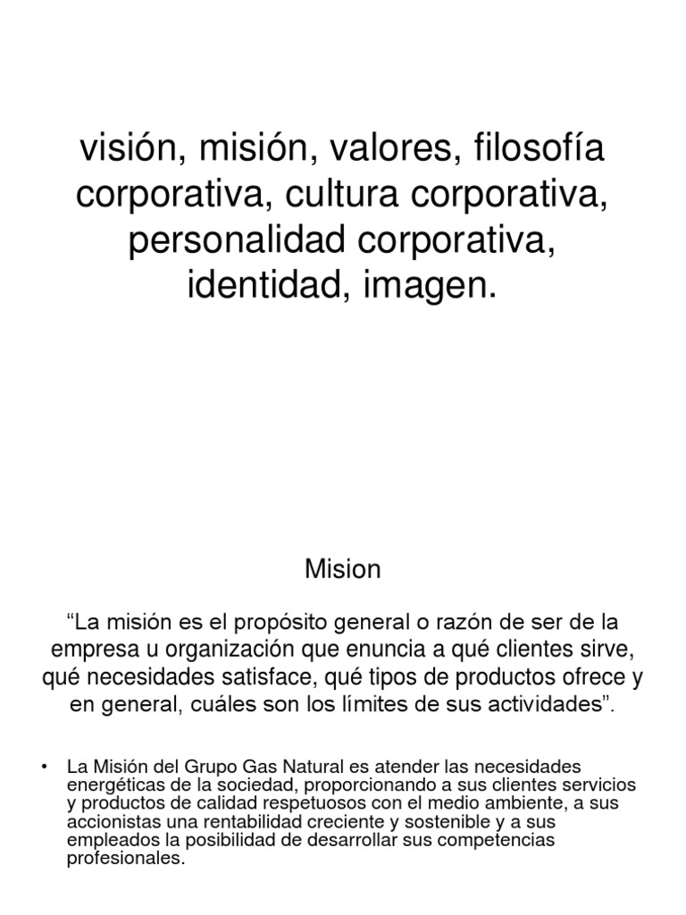 Visión, Misión, Valores, Filosofía Corporativa | Calidad (comercial ...