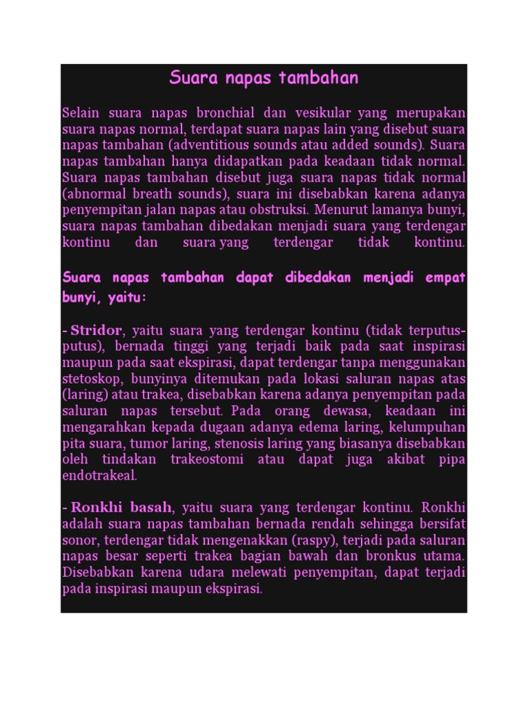 Suara Napas Tambahan | PDF