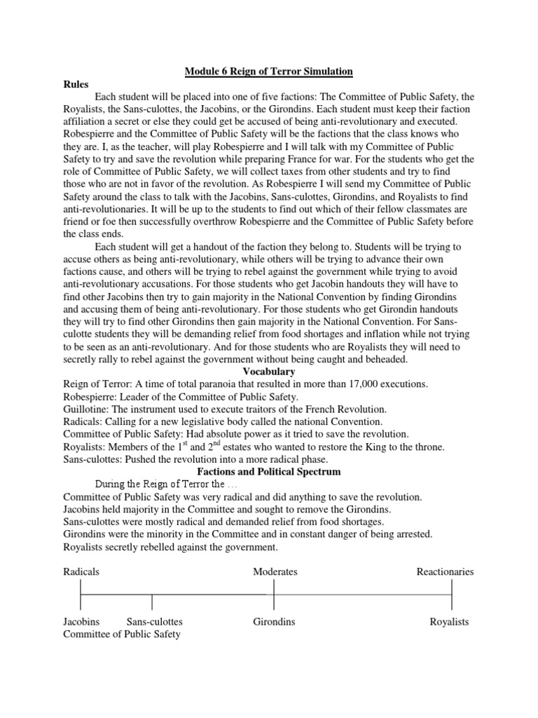 Reign of Terror Faction Simulation | PDF | Reign Of Terror | French ...