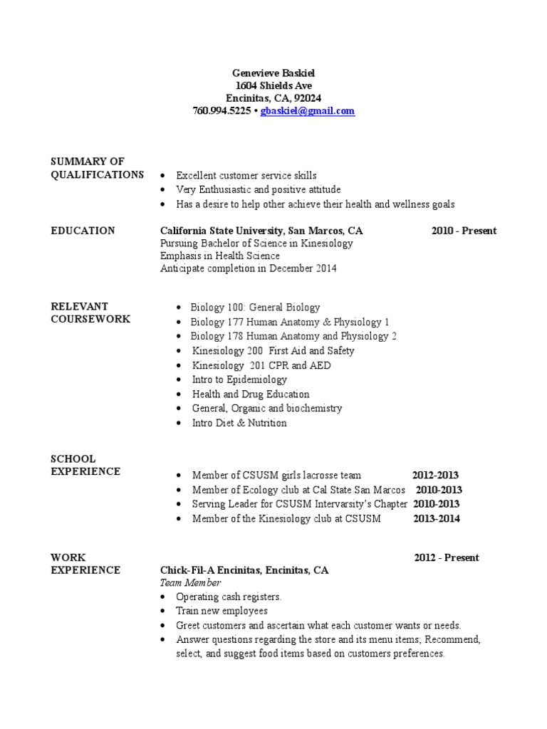 Resume Genevieve Baskiel | PDF