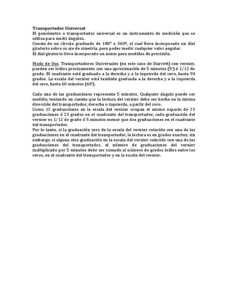 Uso y Medición con Transportador Universal | PDF | Medición | Metrología