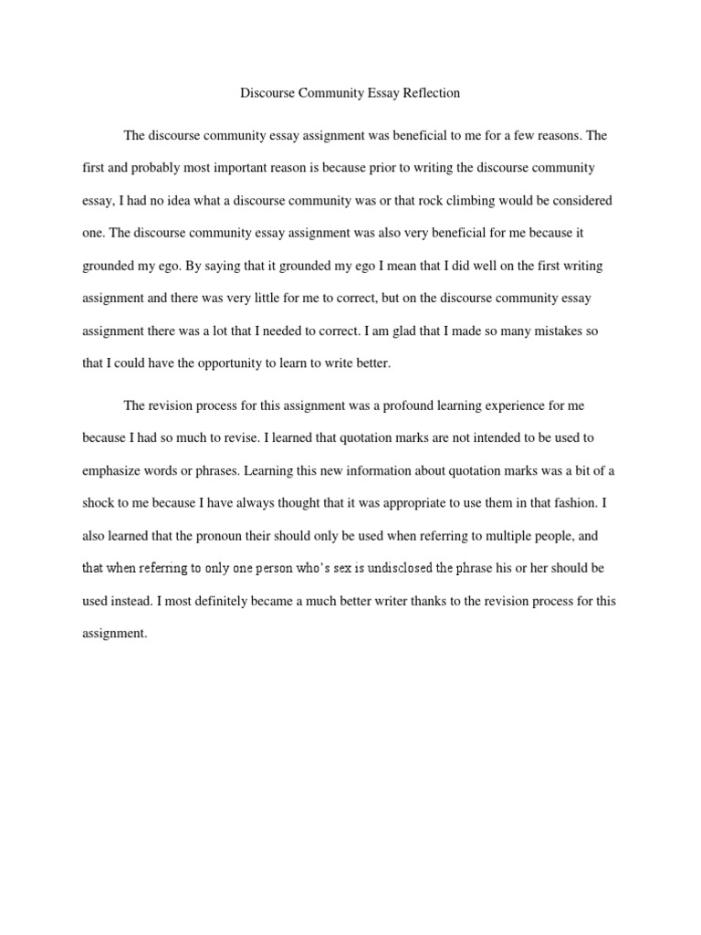 Discourse Community Reflection | PDF | Essays | Discourse