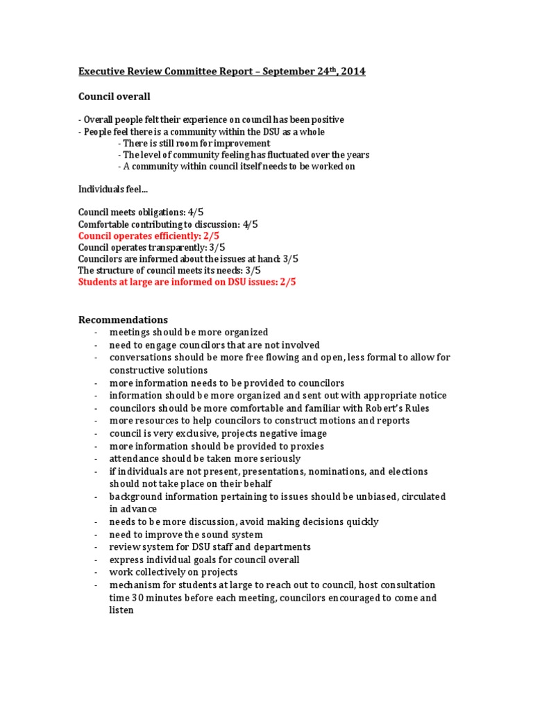 DSU ERC Report - Sept 23, 2014 | PDF | Public Sphere | Communication