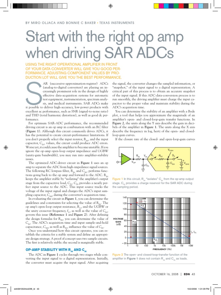 Driving SAR ADCs | PDF | Operational Amplifier | Analog To Digital ...