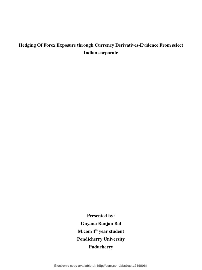 Currency Derivatives for Forex Hedging in India | PDF | Foreign ...