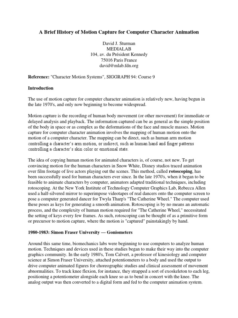 History of Motion Capture Technology | PDF | Computer Animation ...