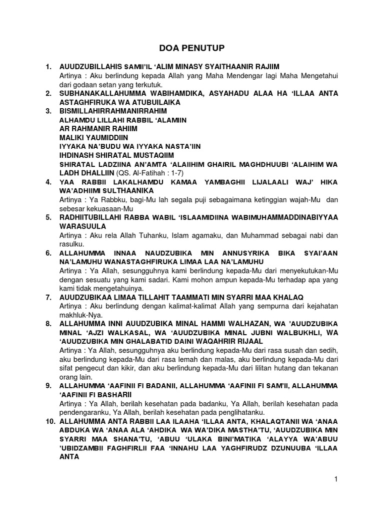 Doa Penutup Istighosah dan Pembuka Metode Ummi | PDF