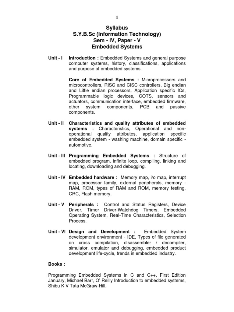 S.Y.B.Sc. IT (Sem - IV) - Embedded Systems PDF | PDF | Embedded System ...