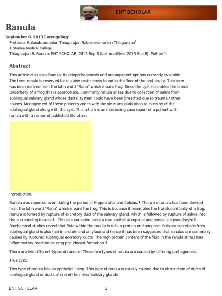 Ranula PDF | PDF | Animal Anatomy | Human Anatomy