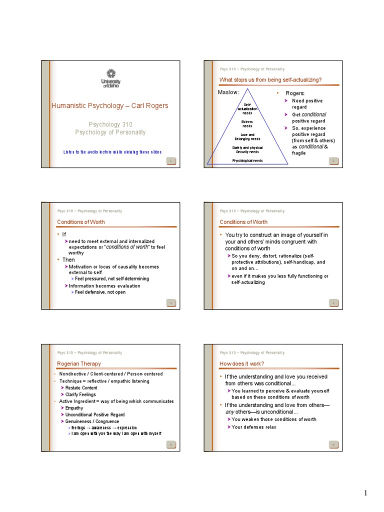 Humanistic Psychology - Carl Rogers | PDF | Self Actualization ...