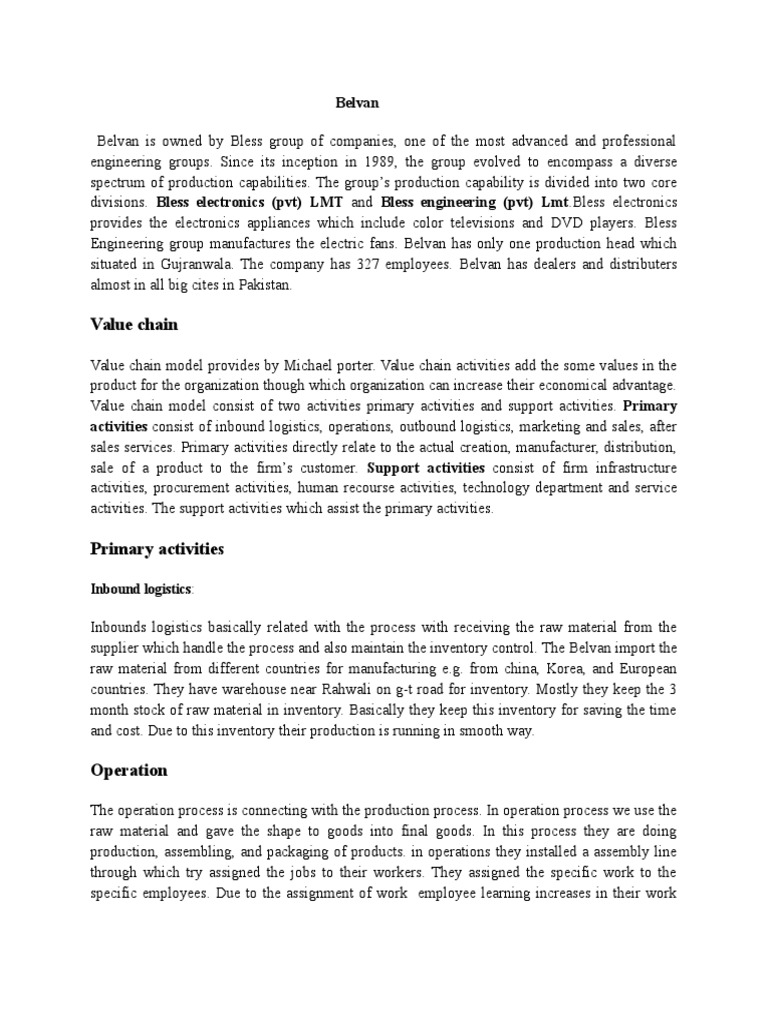 Belvin Is Owned by Bless Group of Companies | PDF | Value Chain | Logistics
