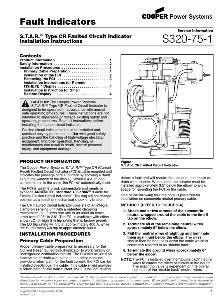 Fault Indicators: S.T.A.R. Type CR Faulted Circuit Indicator ...