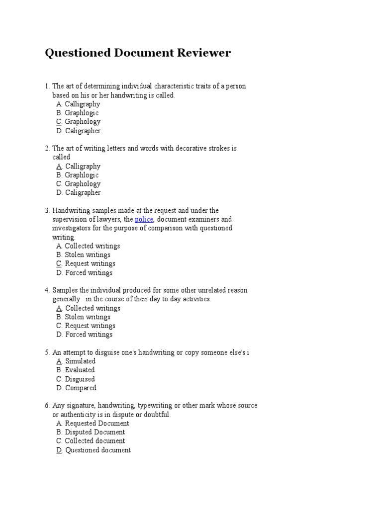 Question Document Reviewer | PDF | Graphology | Signature