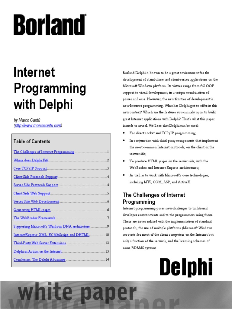 Internet Programming With Delphi (Marco Cantu) | PDF | Component Object Model | Web Server