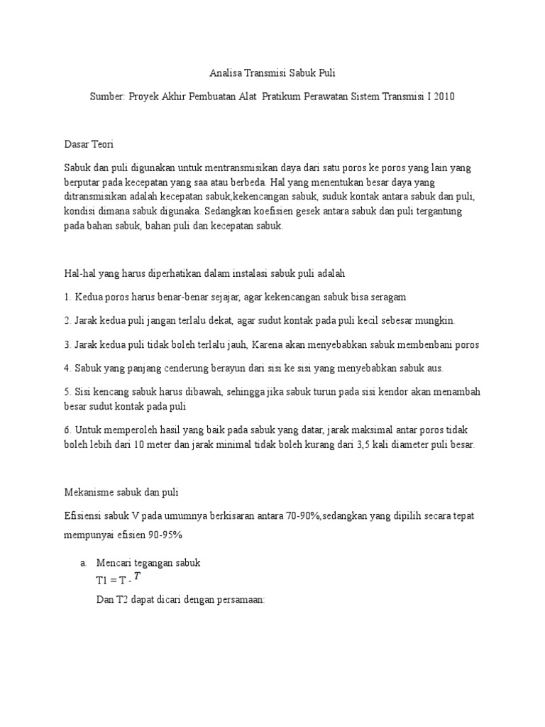 Panduan Instalasi Sabuk Puli | PDF