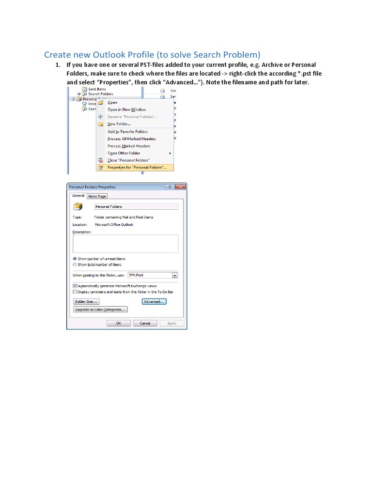 Create New Outlook Profile | PDF