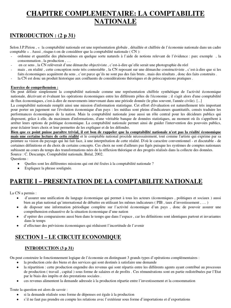 Introduction à la comptabilité nationale | PDF | Produit intérieur brut ...