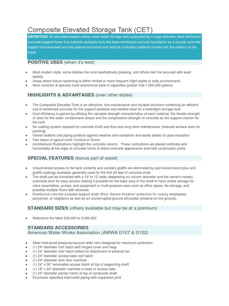 Composite Elevated Storage Tank | PDF