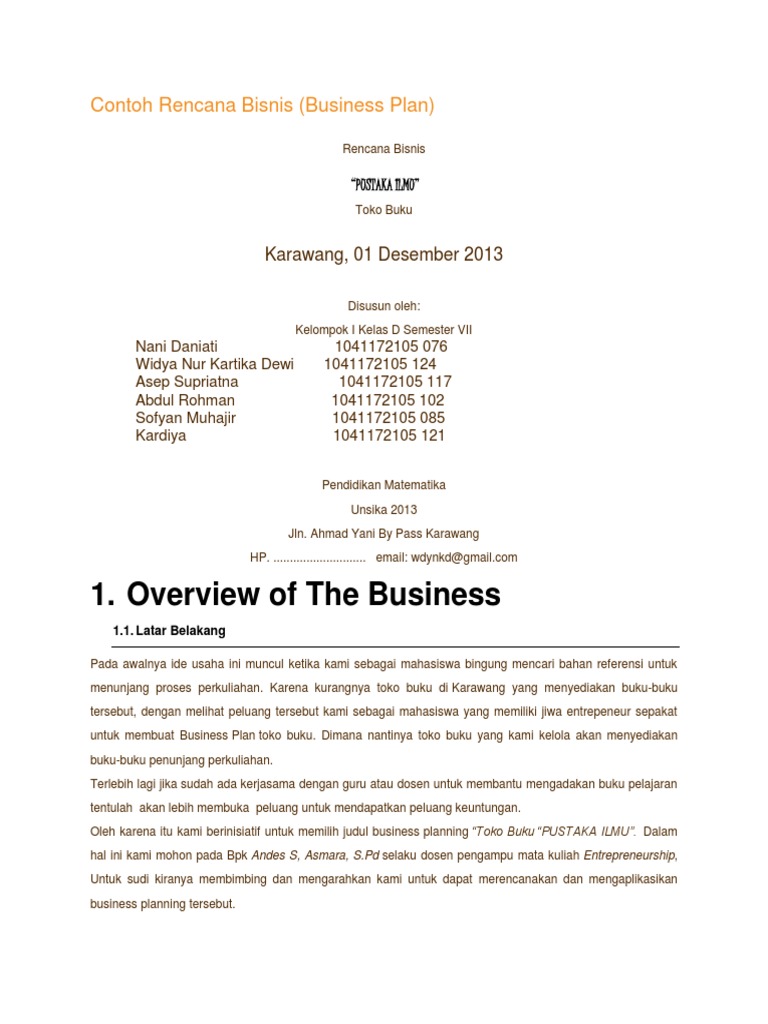Contoh Rencana Bisnis | PDF | Ilmu Sosial