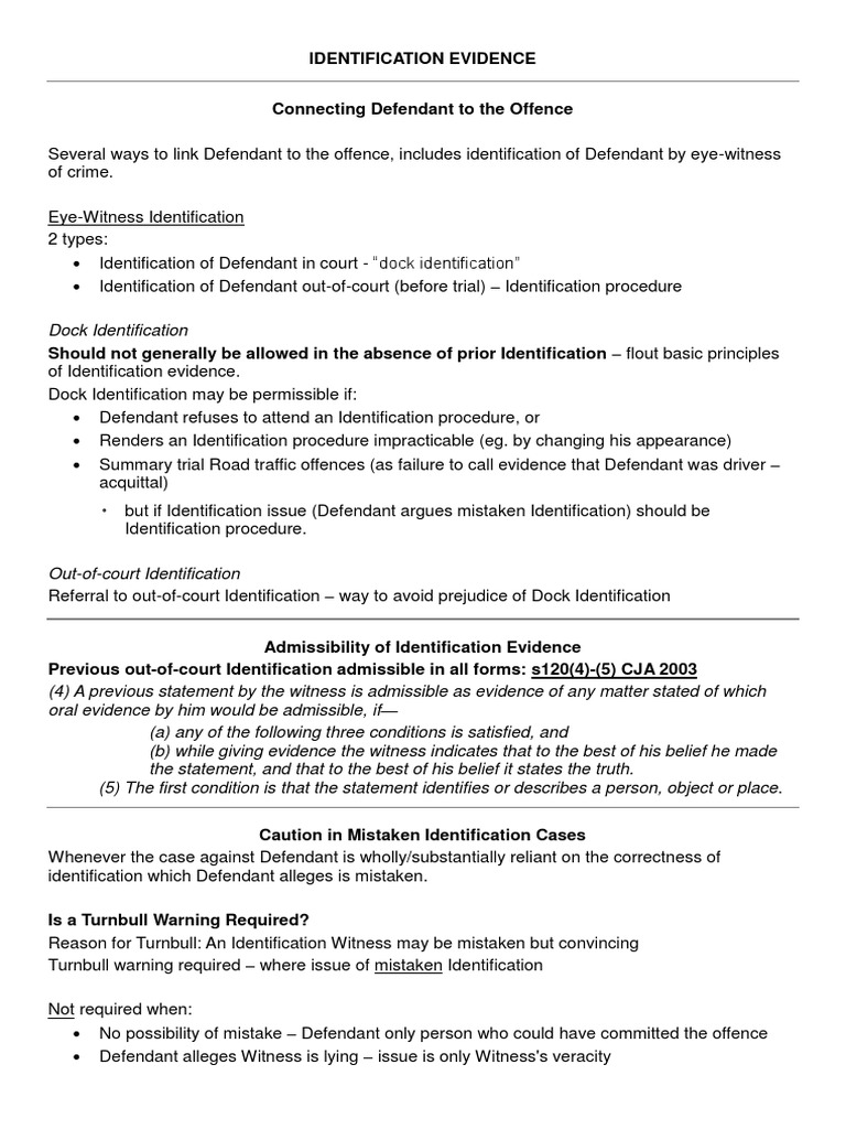 Identification Evidence | PDF | Witness | Lie