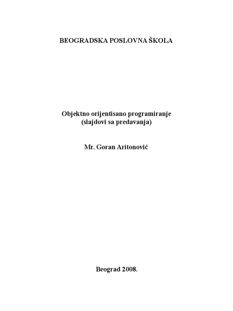 Objektno Orijentisano Programiranje | PDF