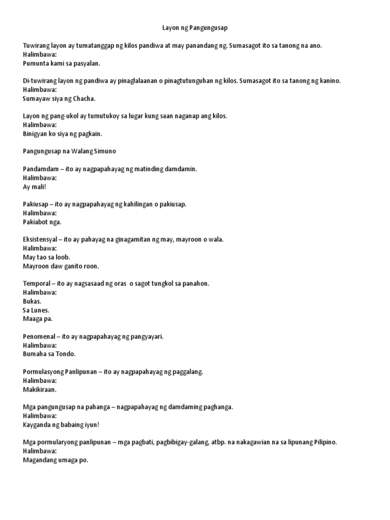 Layon NG Pangungusap | PDF