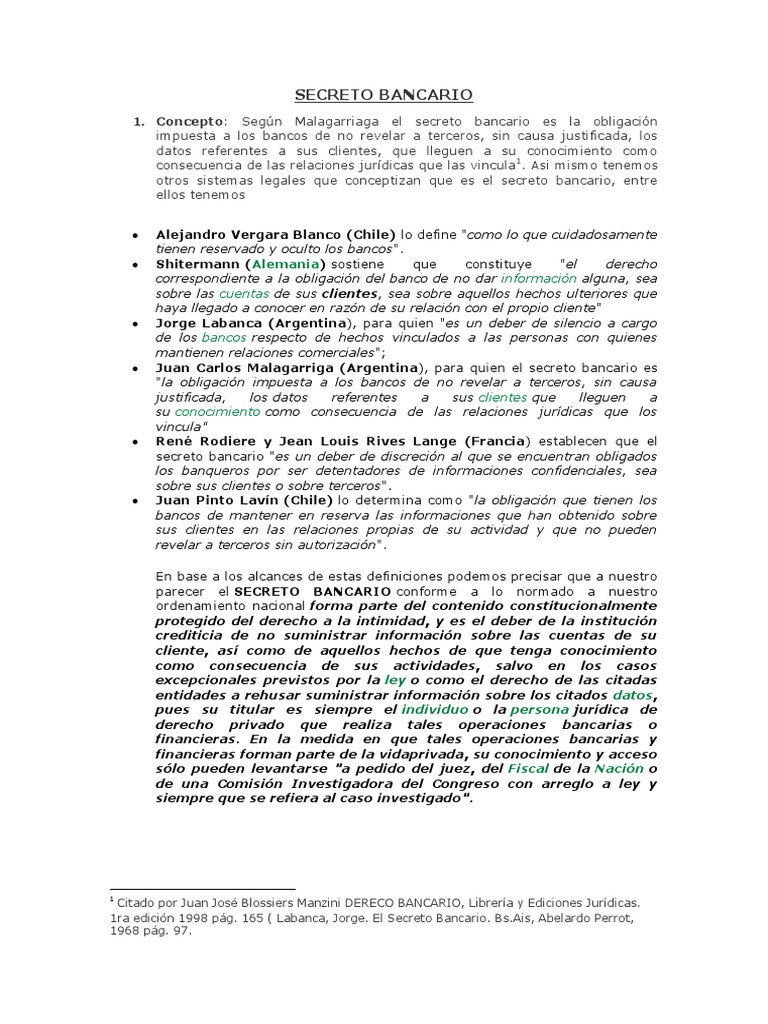 Secreto Bancario | Descargar gratis PDF | Bancos | Seguro