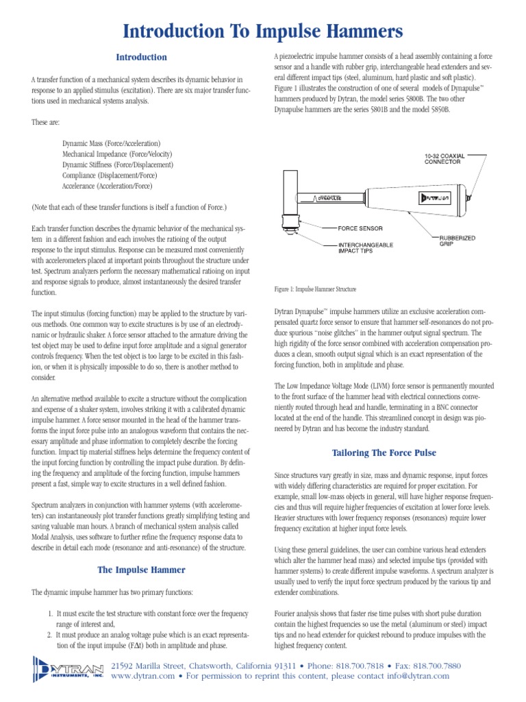 Introduction To Impulse Hammers | PDF | Amplitude | Force