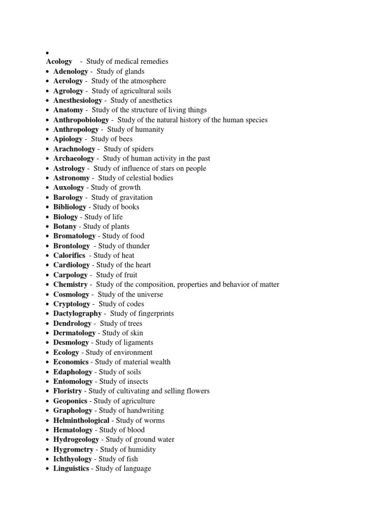 Overview of Various Fields of Study | PDF