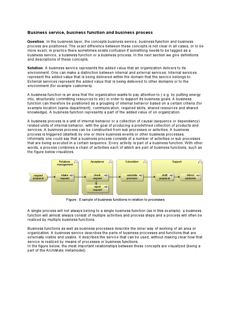 2.1 - Business Service Business Function and Business Process | PDF ...