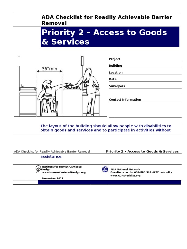 ADA Barrier Removal Checklist | PDF | Door | Americans With ...
