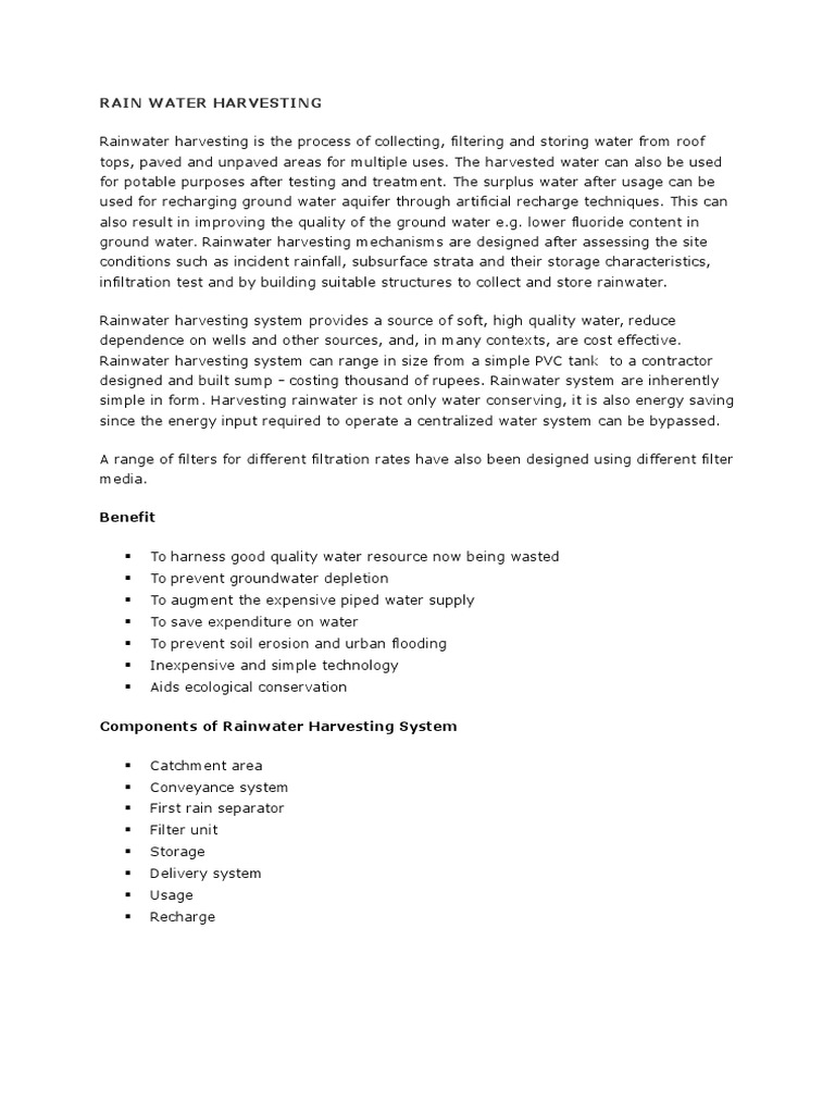 Rain Water Harvesting Project | PDF | Water Resources | Surface Runoff