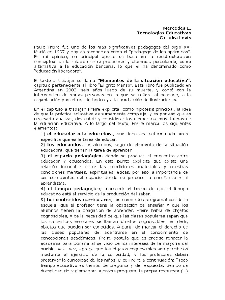 Freire Elementos | PDF | Aprendizaje | Conocimiento