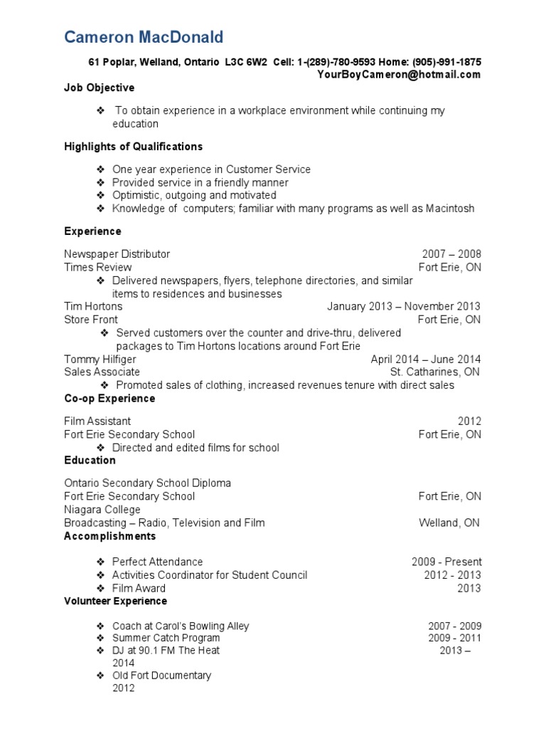 Cameron MacDonald's Resume Overview | PDF | Law