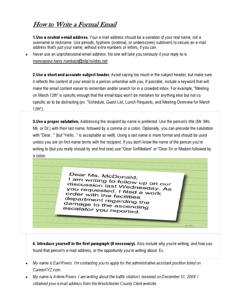 Formal Email Writing Guide | PDF | Proofreading | Email