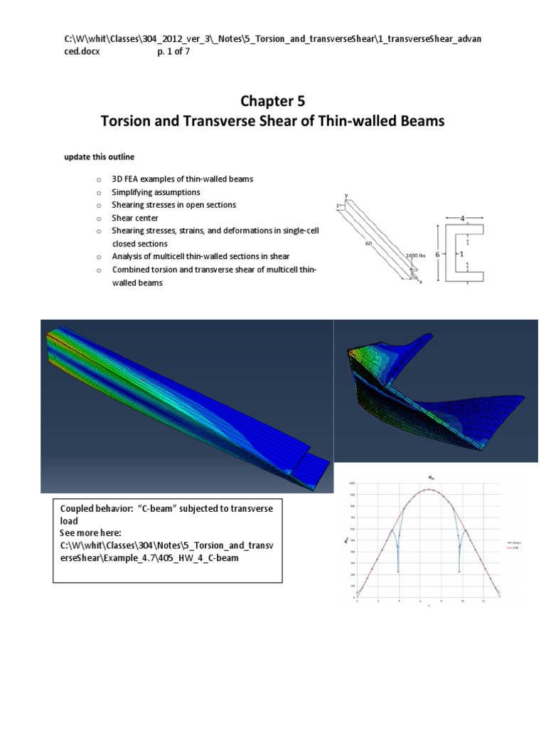 Torsion and Transverse Shear of Thin-Walled Beams | PDF