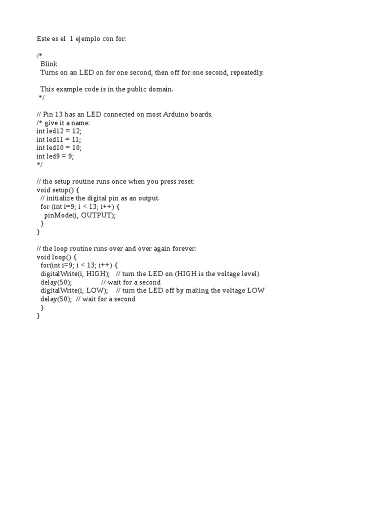 Algoritmos para Arduino | PDF | Arduino | Electrical Engineering