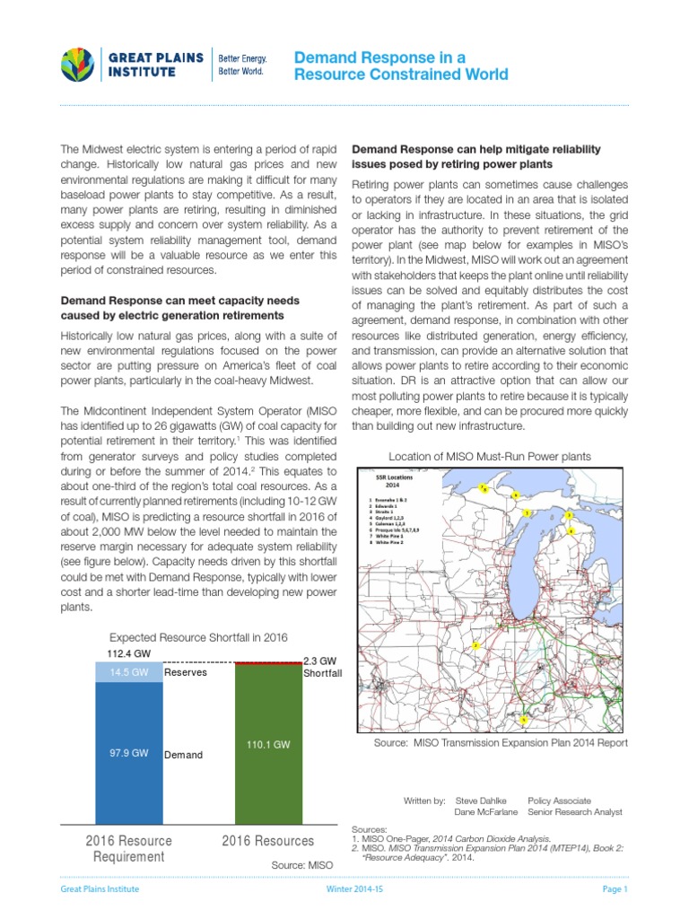 Demand Response Fact Sheet 3 DR in A Resource Constrained World | PDF ...