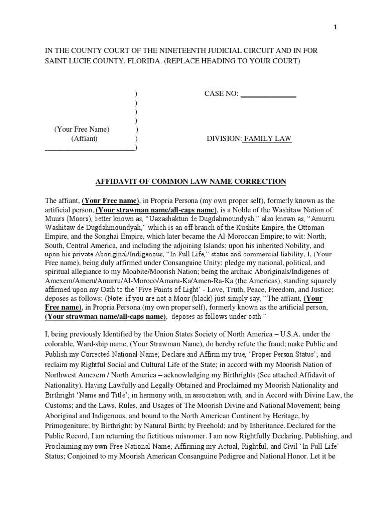 Name Correction Forms | PDF | United States Constitution | Affidavit