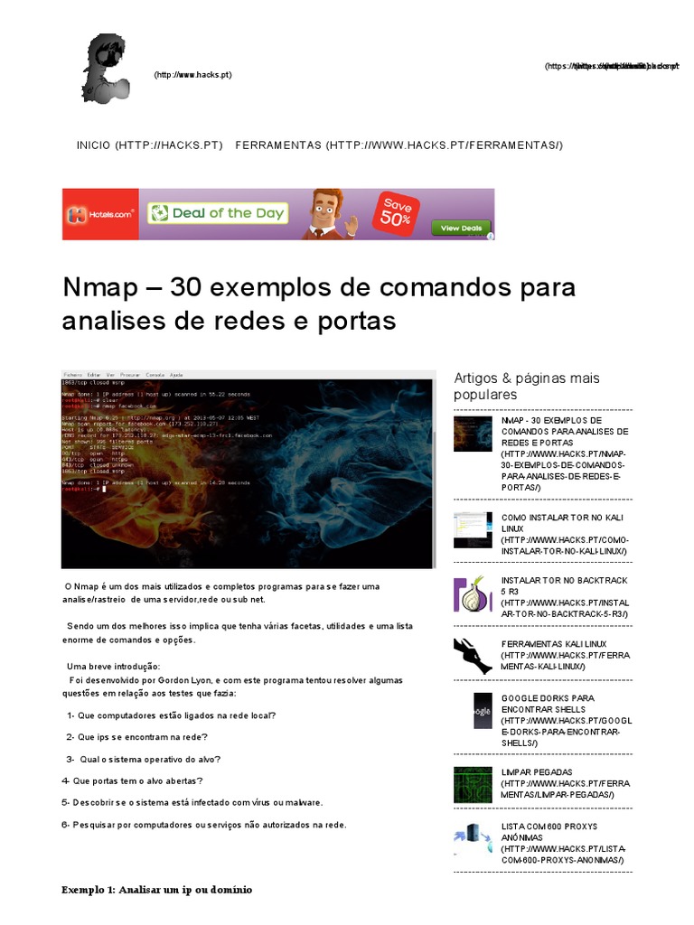 Nmap - 30 Exemplos de Comandos para Analises de Redes e Portas - Hacks | PDF | Protocolo de ...