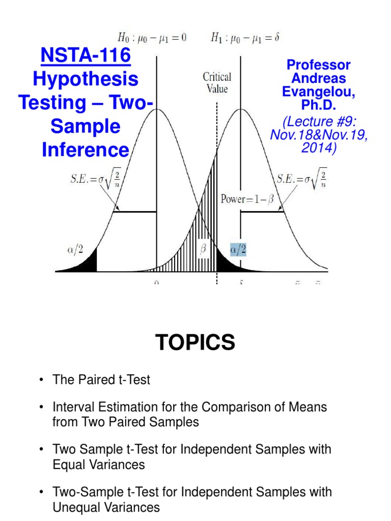 Lecture9 November18&19 | PDF | Student's T Test | Statistical ...