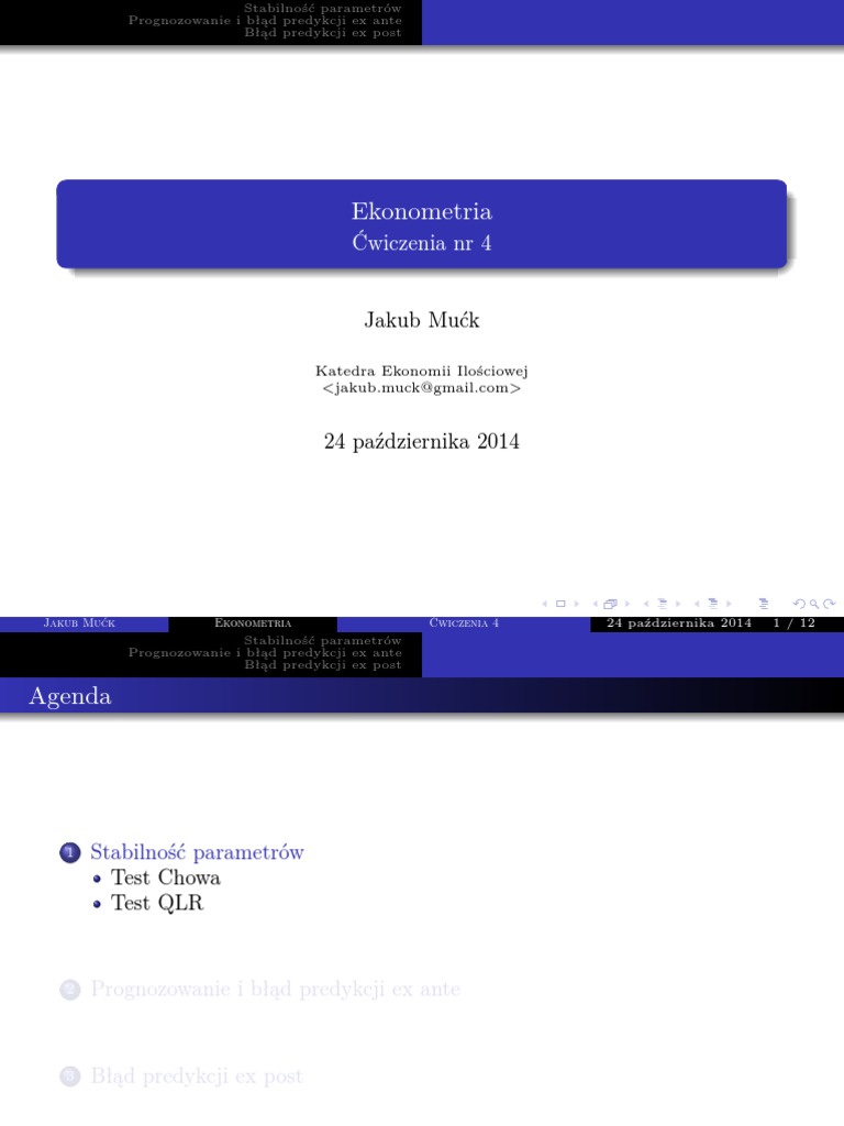 Ekonometria - Prezentacja 4 | PDF