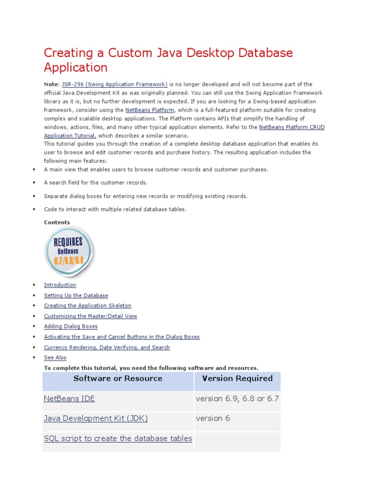 Creating A Custom Java Desktop Database Application Pdf Net Beans Applications And Software