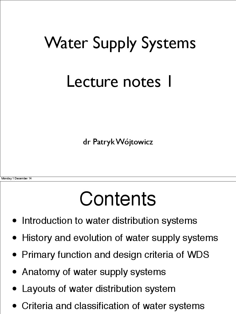 Overview of Water Distribution Systems | PDF | Water Supply Network ...
