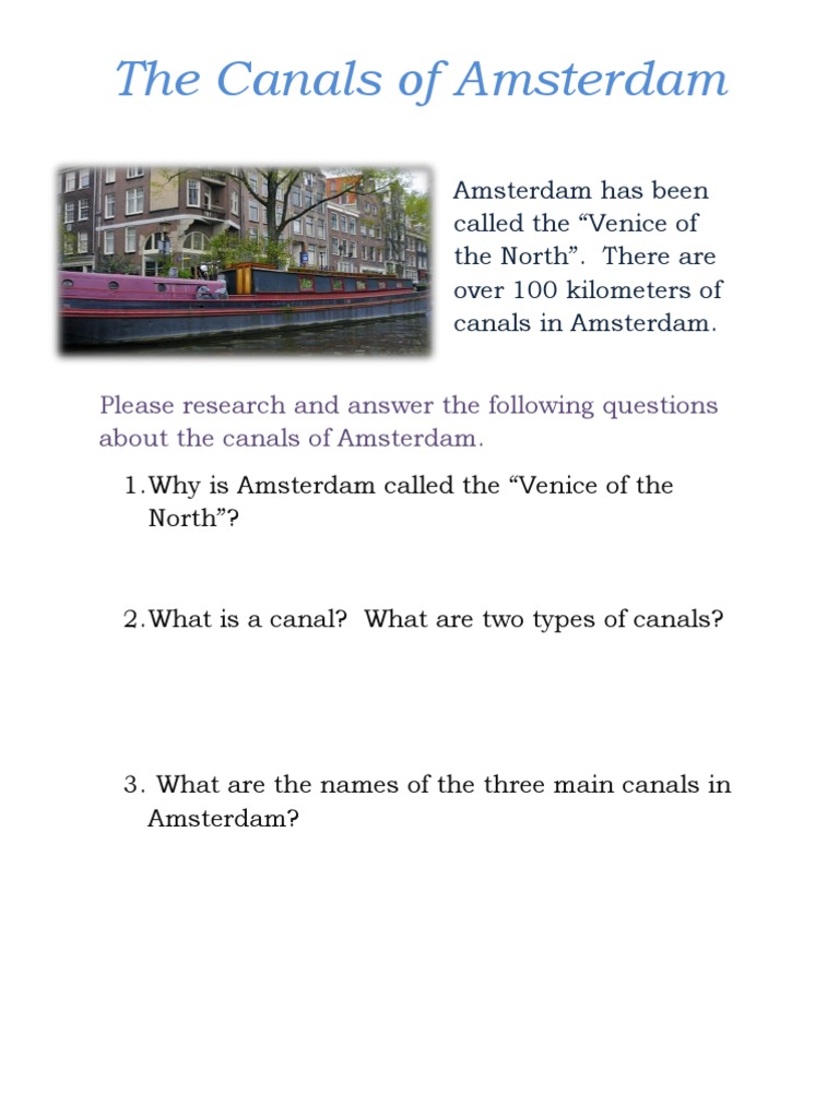 Canals of Amsterdam Worksheet | PDF