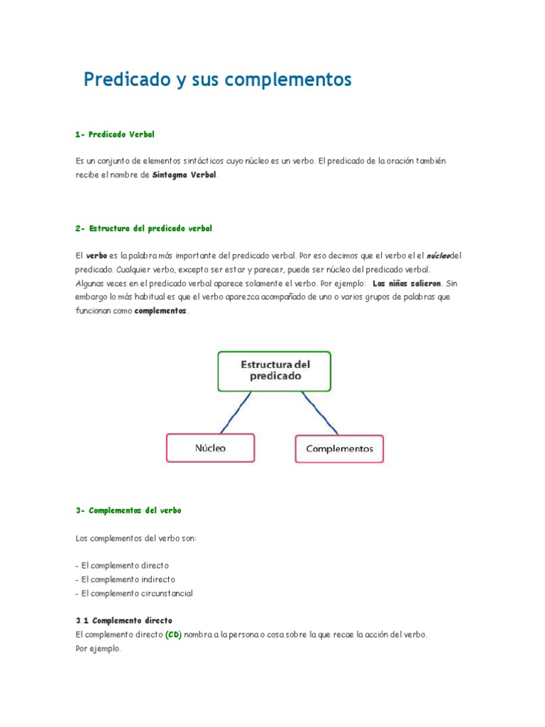 Predicado y Sus Complementos | PDF | Predicado (Gramática) | Objeto (gramática)